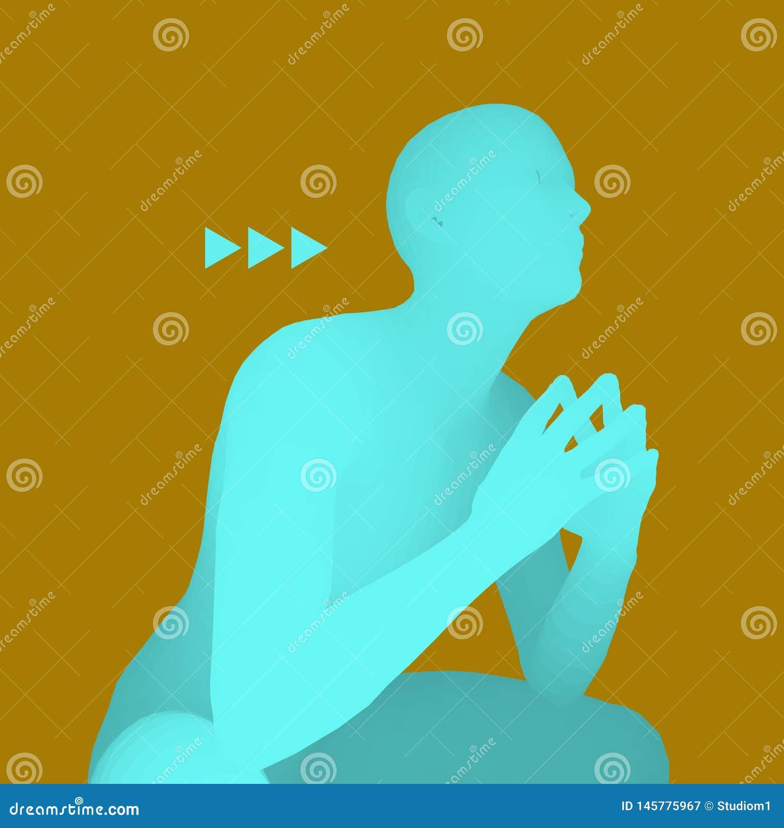 Man in a Thinker Pose. 3D Model of Man Stock Vector - Illustration of ...