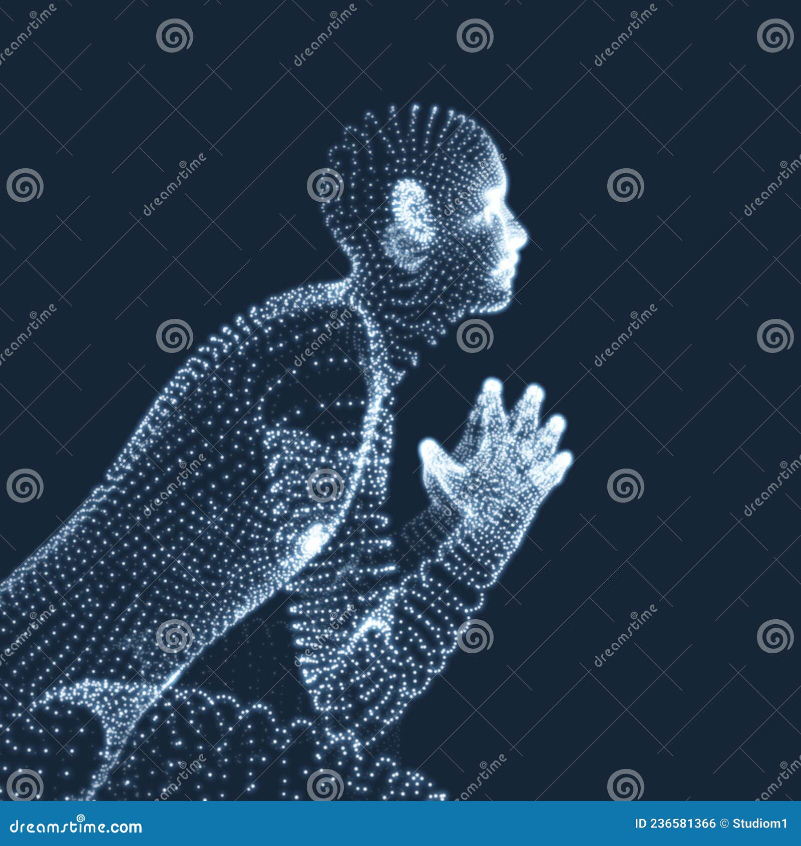 Man in a Thinker Pose. 3D Model of Man Stock Vector - Illustration of ...
