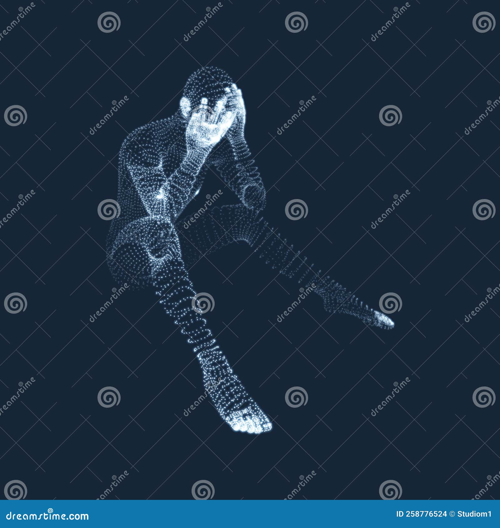 Man in a Thinker Pose. 3D Model of Man Stock Illustration ...