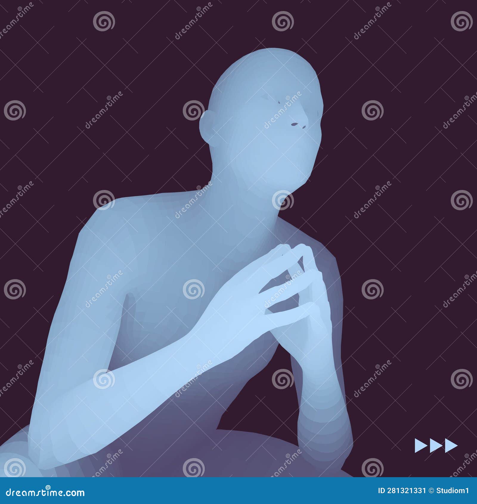 Man in a Thinker Pose. 3D Model of Man Stock Vector - Illustration of ...