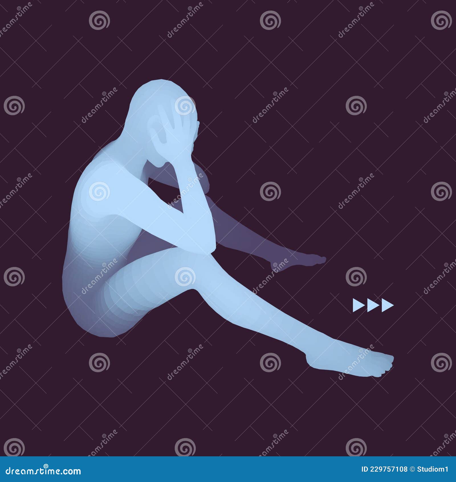 Man in a Thinker Pose. 3D Model of Man Stock Illustration ...
