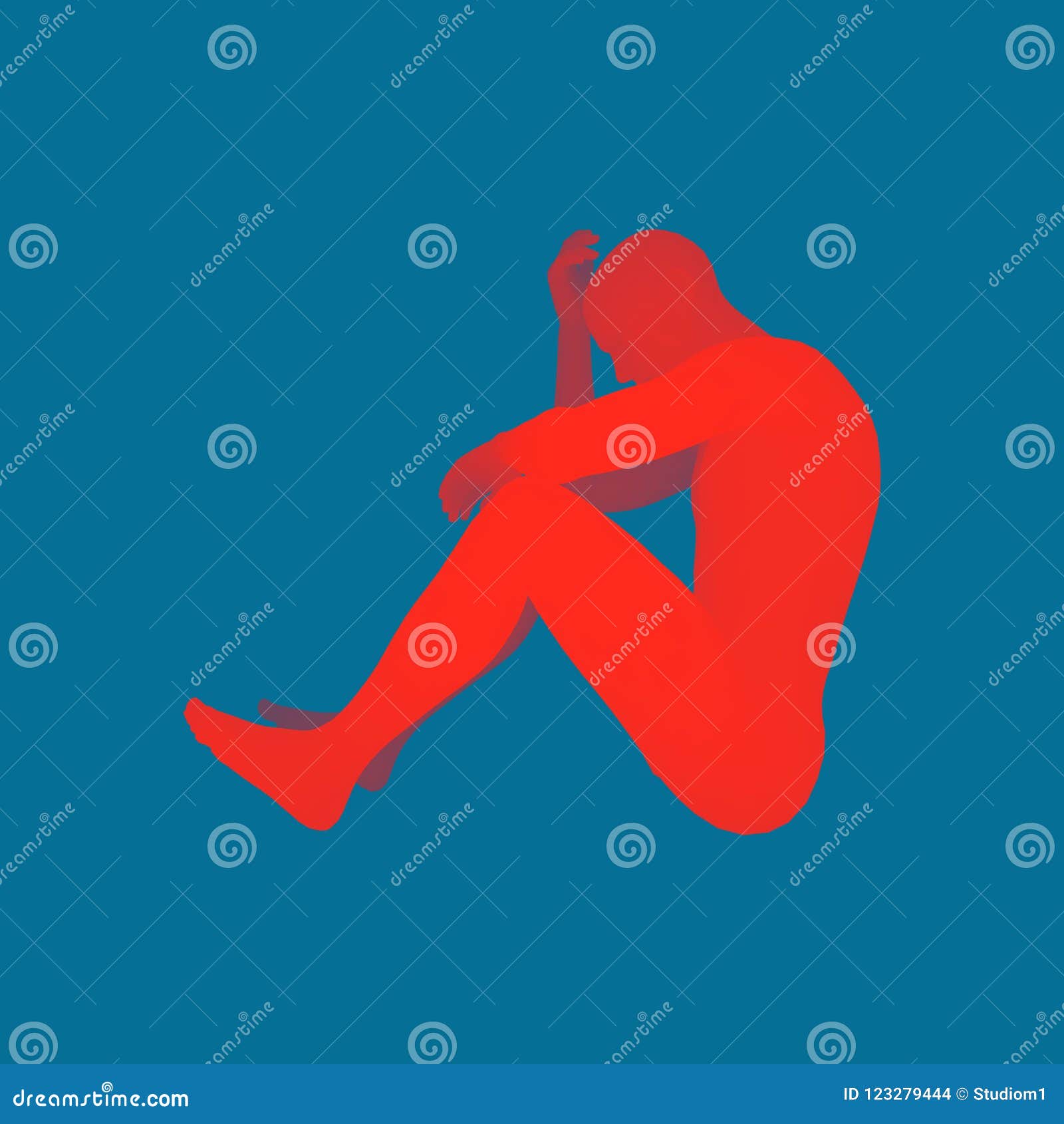 Man in a Thinker Pose. 3D Model of Man Stock Vector - Illustration of ...