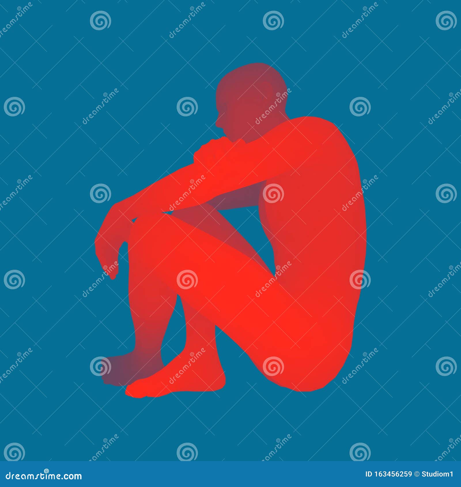 Man in a Thinker Pose. 3D Model of Man Stock Vector - Illustration of ...