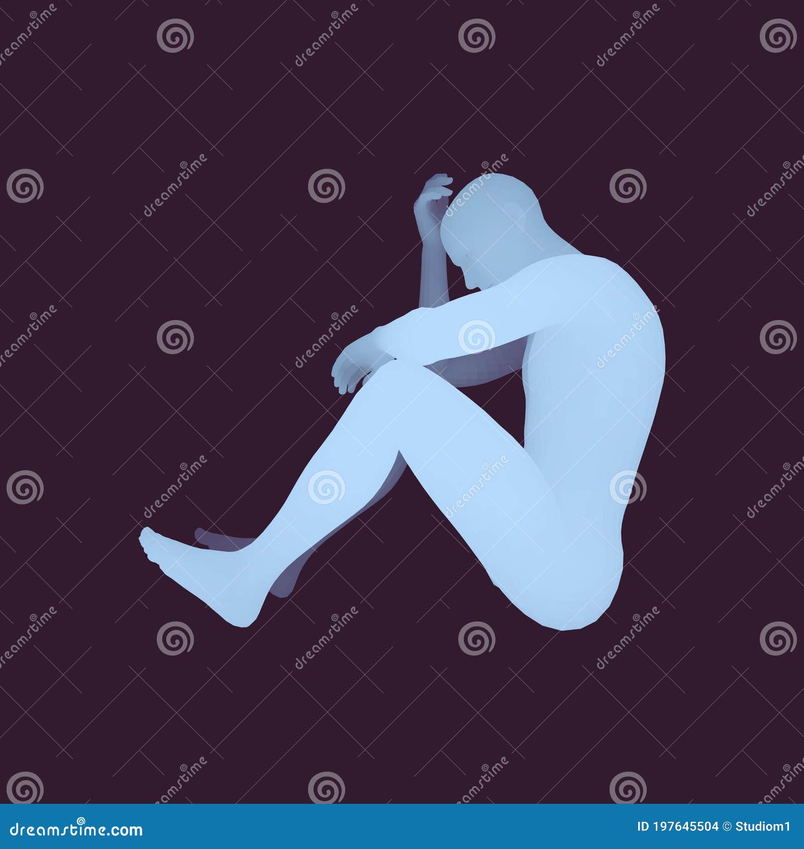 Man in a Thinker Pose. 3D Model of Man Stock Vector - Illustration of ...