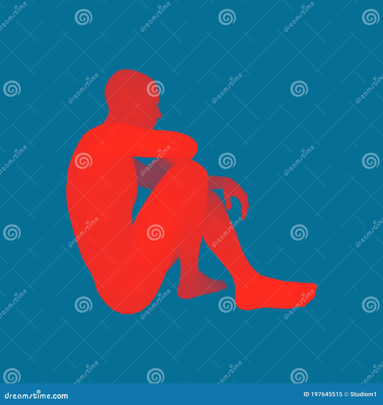 Man In A Thinker Pose. 3D Model Of Man. Human Body Wire Model ...