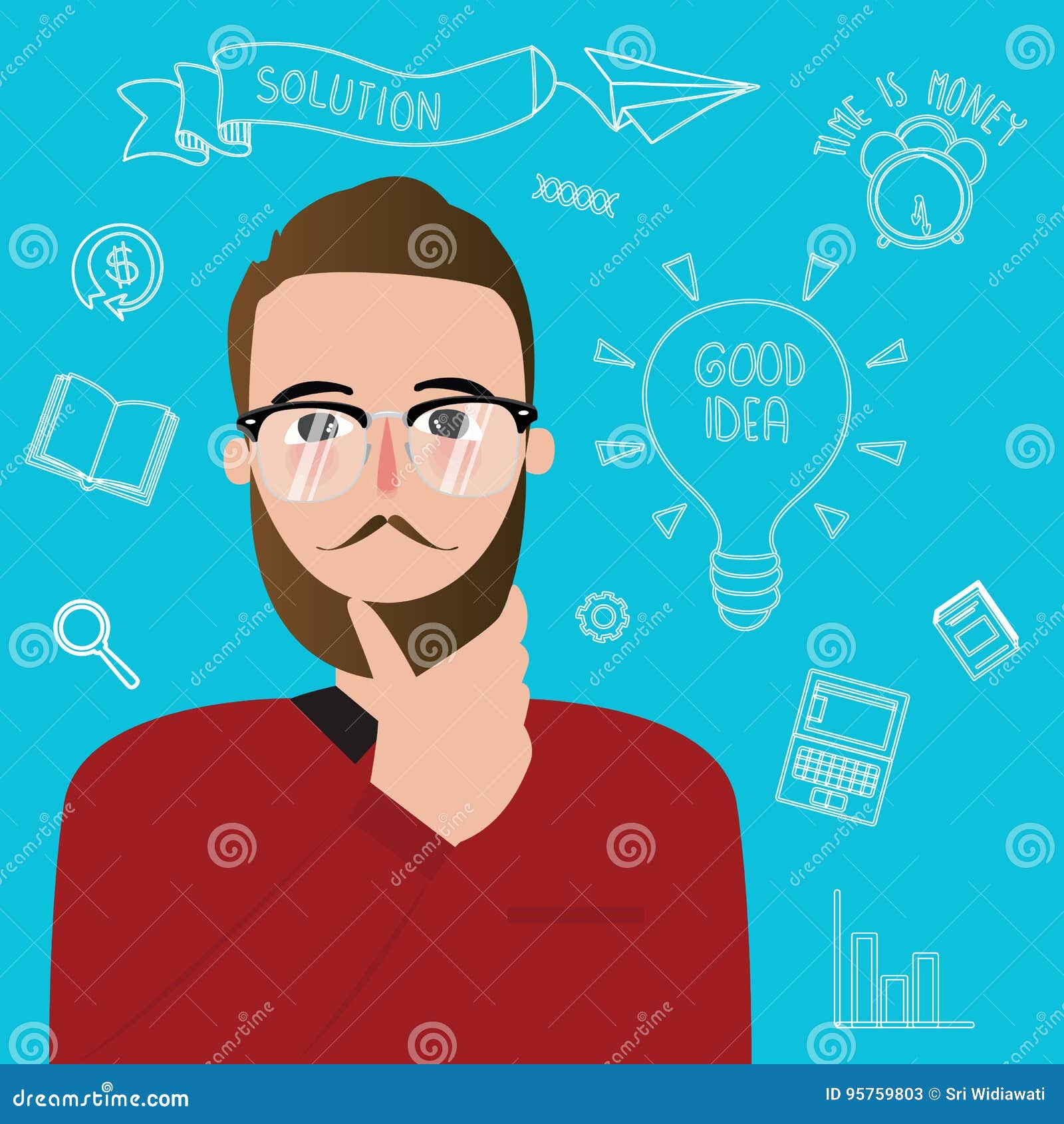 Man Thinker Wearing Glasses Inspiration Ideas Creativity Style ...