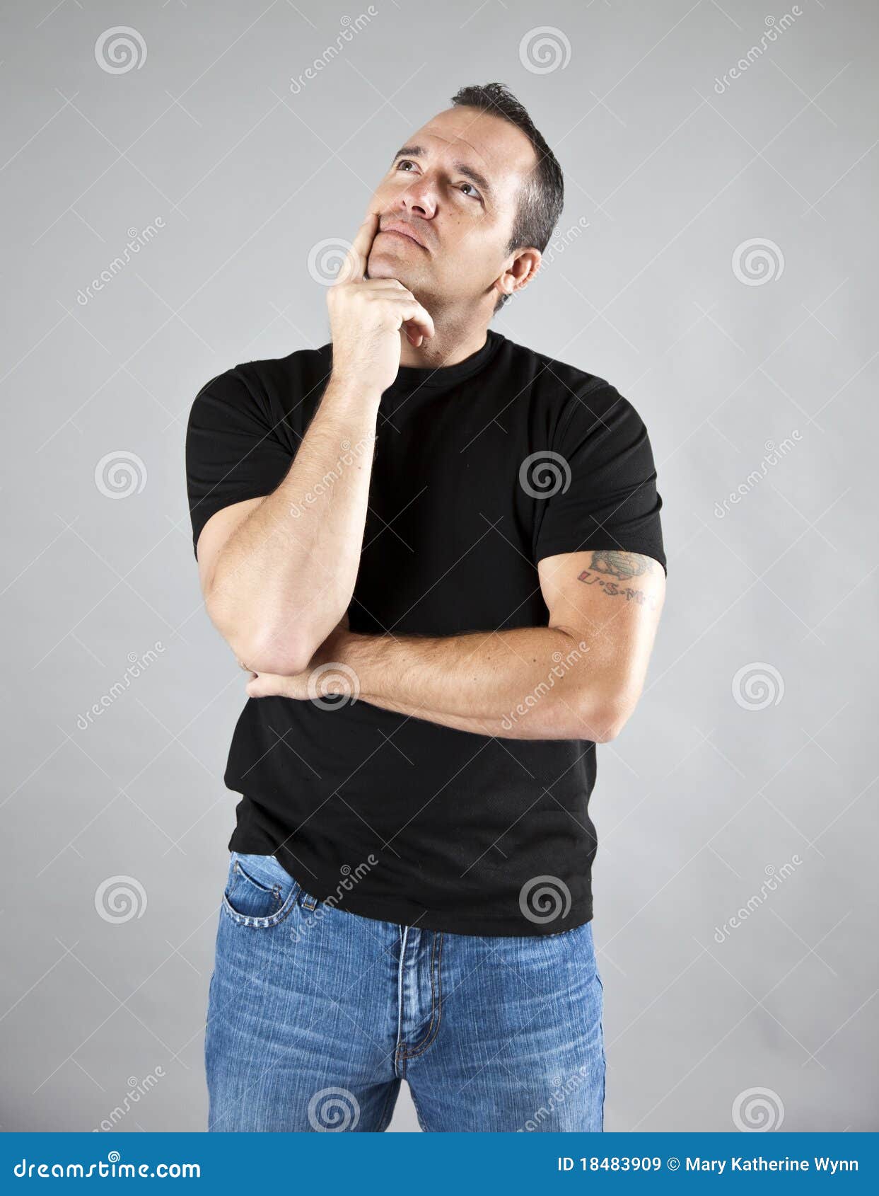 Man thinking stock image. Image of serious, face, posed - 18483909