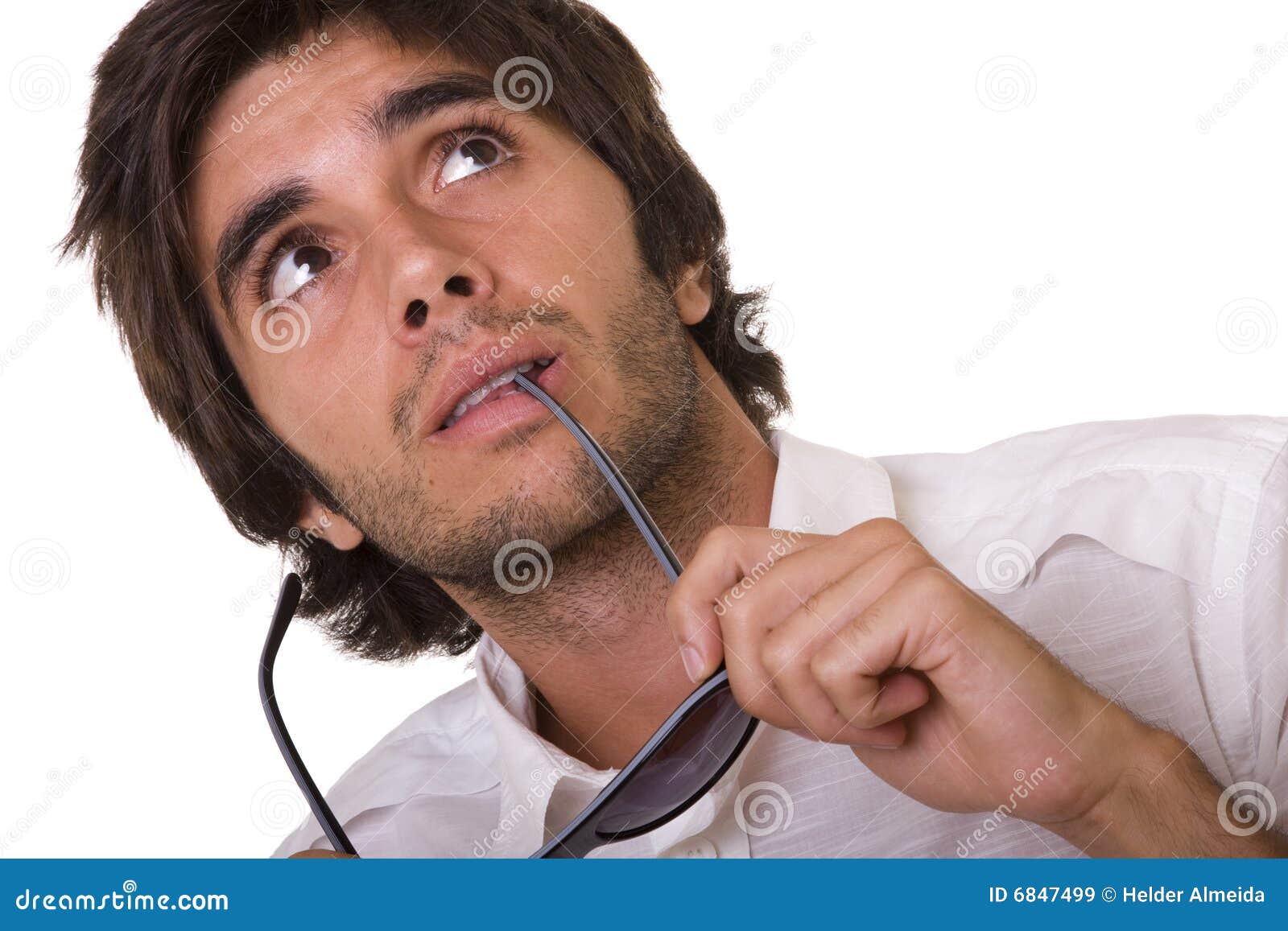 Man thinking stock image. Image of person, shirt, happy - 6847499