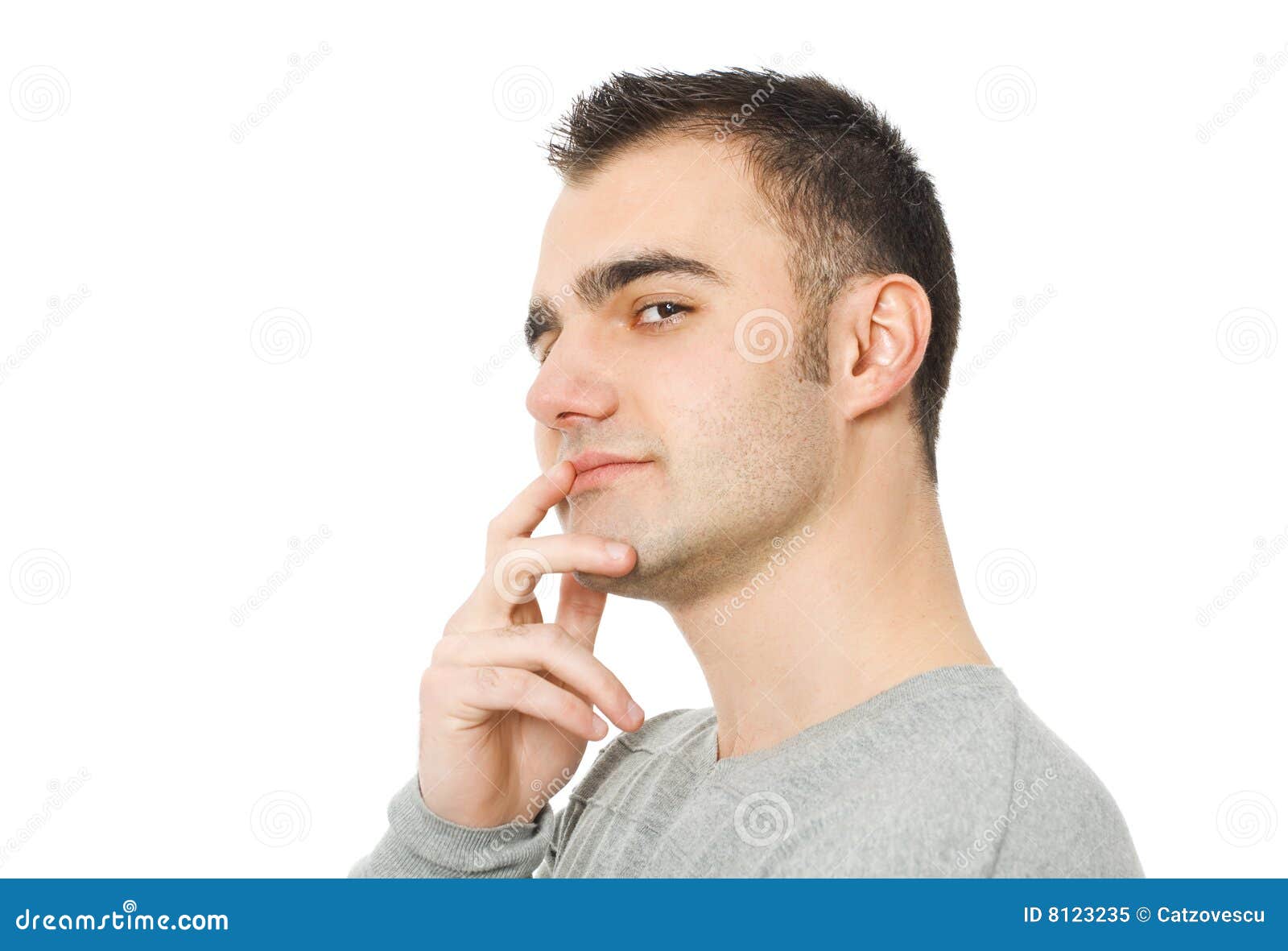 Man thinking stock image. Image of isolated, single, happy - 8123235