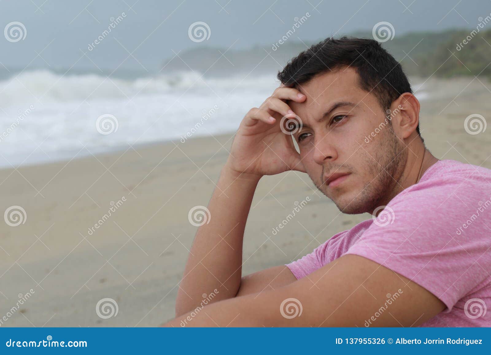 Man Thinking at the Beach with Copy Space Stock Photo - Image of ...
