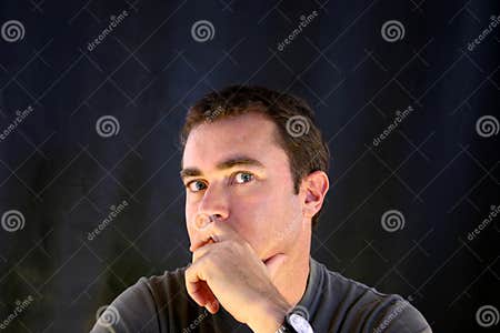 Man Thinking with Black Background Stock Image - Image of college ...