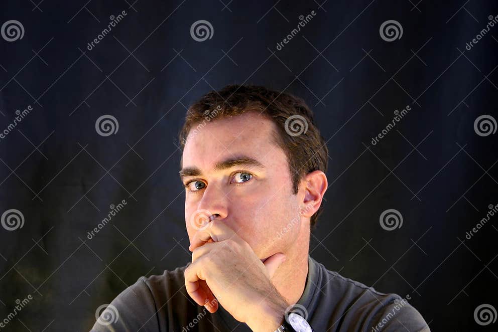Man Thinking with Black Background Stock Image - Image of college ...