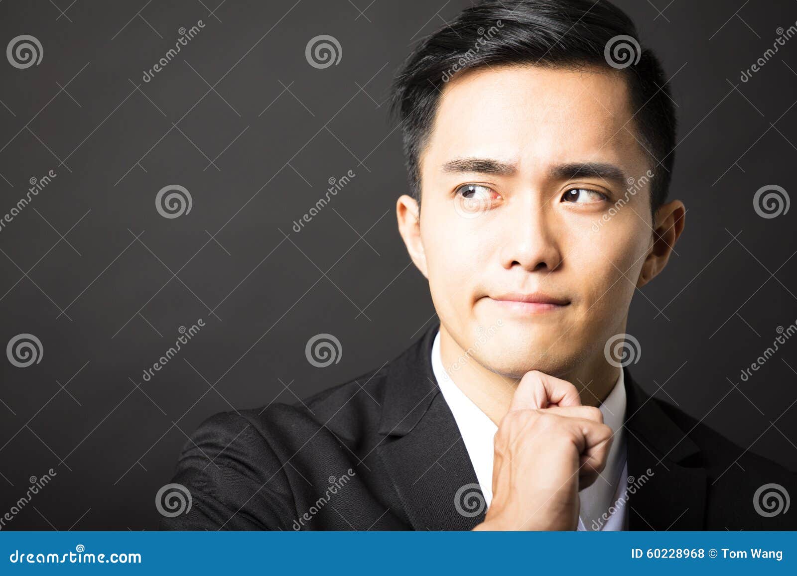 Man Thinking and Black Background Stock Photo - Image of business ...