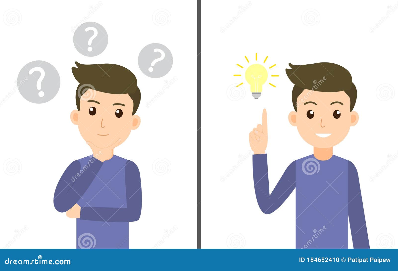 A Man Thinking and Blink Idea Stock Vector - Illustration of blink ...