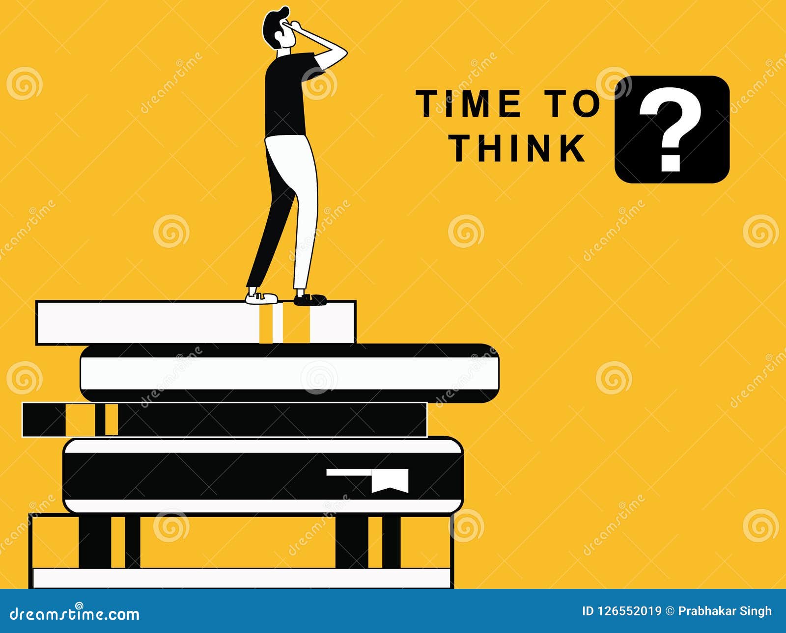 Man Thinking on Books Collection Stock Vector - Illustration of book ...
