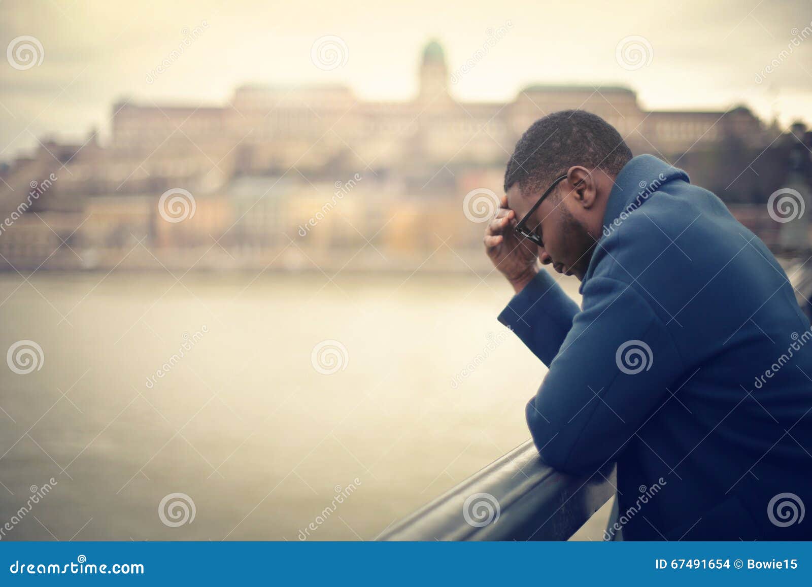Man thinking on a bridge stock photo. Image of business - 67491654