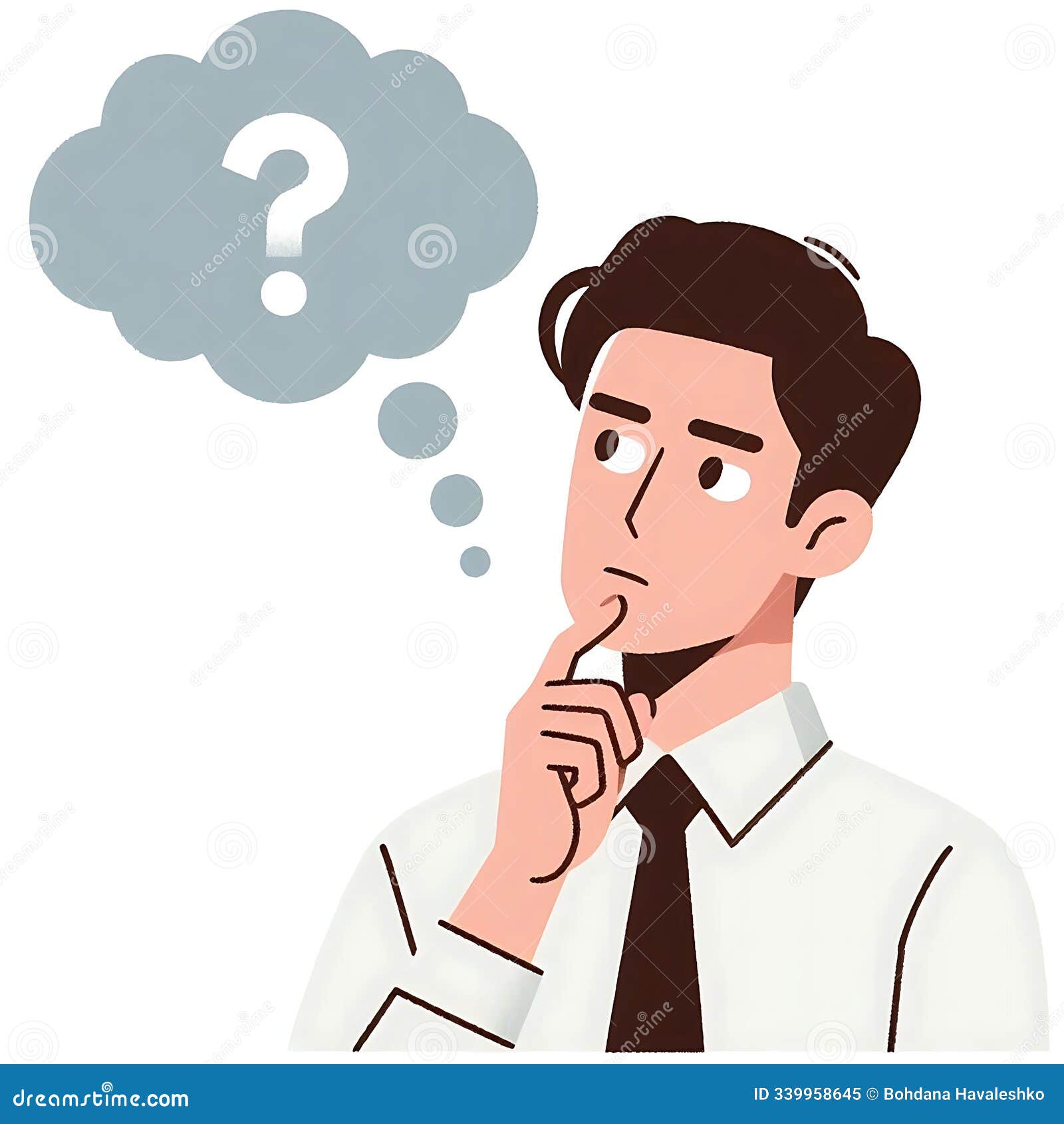 Man with Thinking Bubble Illustration in Flat Style on White Background ...
