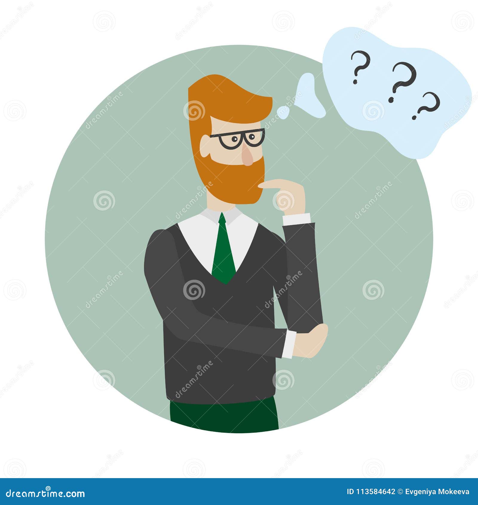 Man is Thinking with Bubble and Question Marks. Stock Vector ...