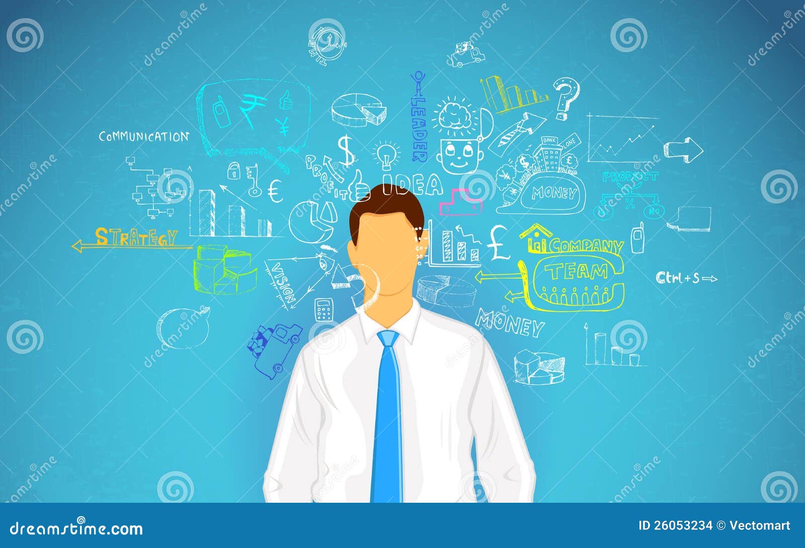 Man thinking of Business stock vector. Illustration of dollar - 26053234