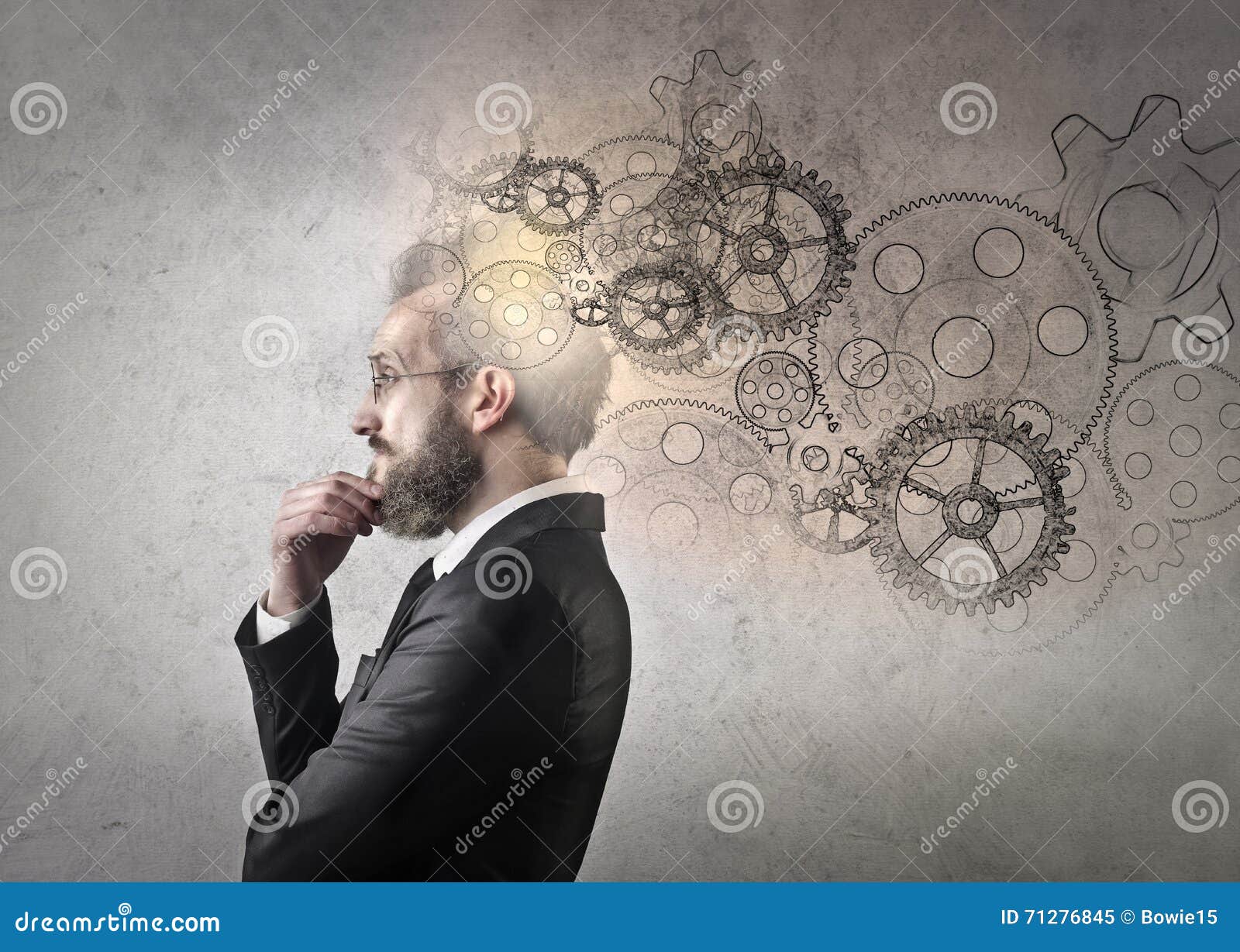 Man thinking stock image. Image of mechanism, head, intelligence - 71276845