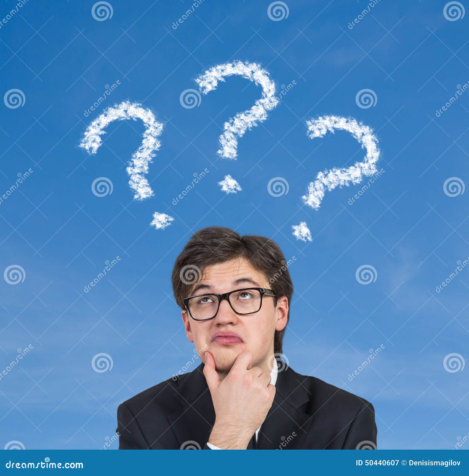 Man thinking stock image. Image of caucasian, cheerful - 50440607