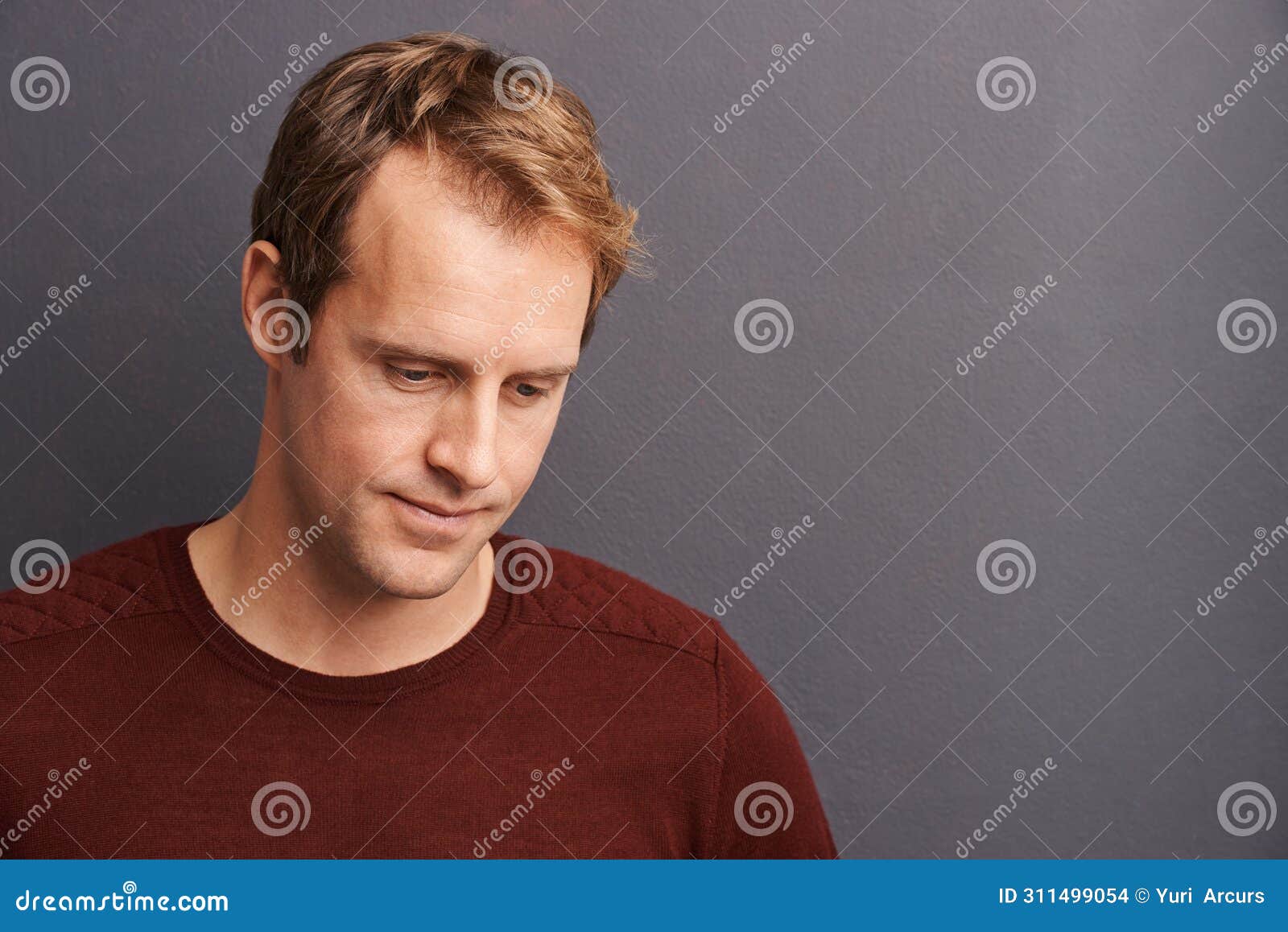 Man, Thinking and Calm Planning in Studio or Remember Idea from History ...