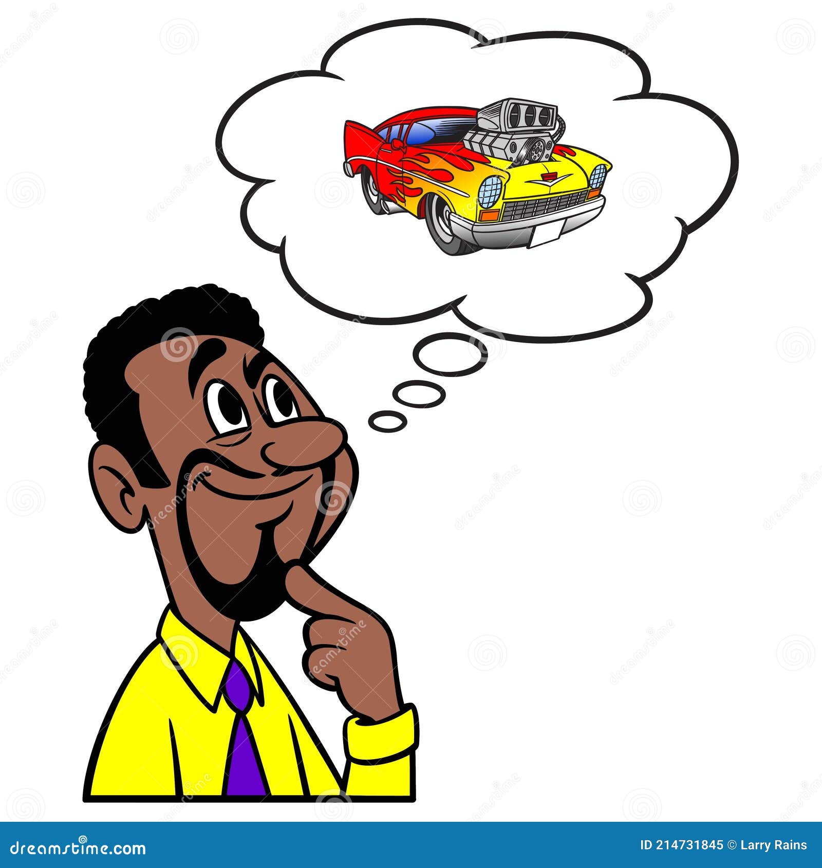 Man Thinking about a Car Show Stock Vector - Illustration of african ...
