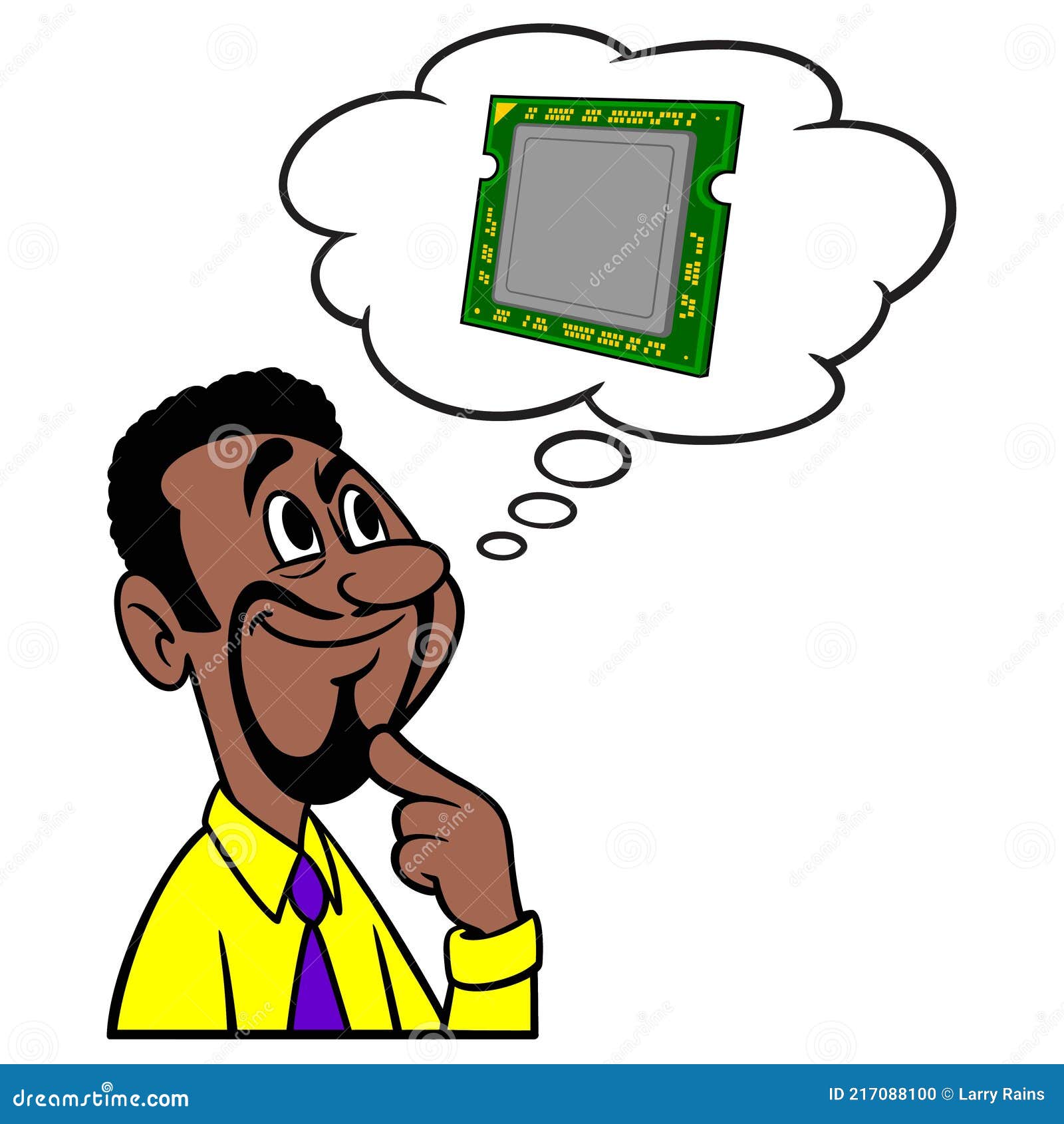 Man Thinking about Computer Processors Stock Vector - Illustration of ...