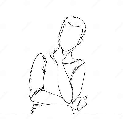 Man is Thinking. Man - Continuous Line Drawing Stock Vector ...