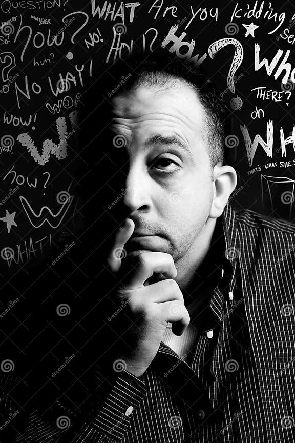 Man Thinking Deeply stock photo. Image of analysis, contemplation ...