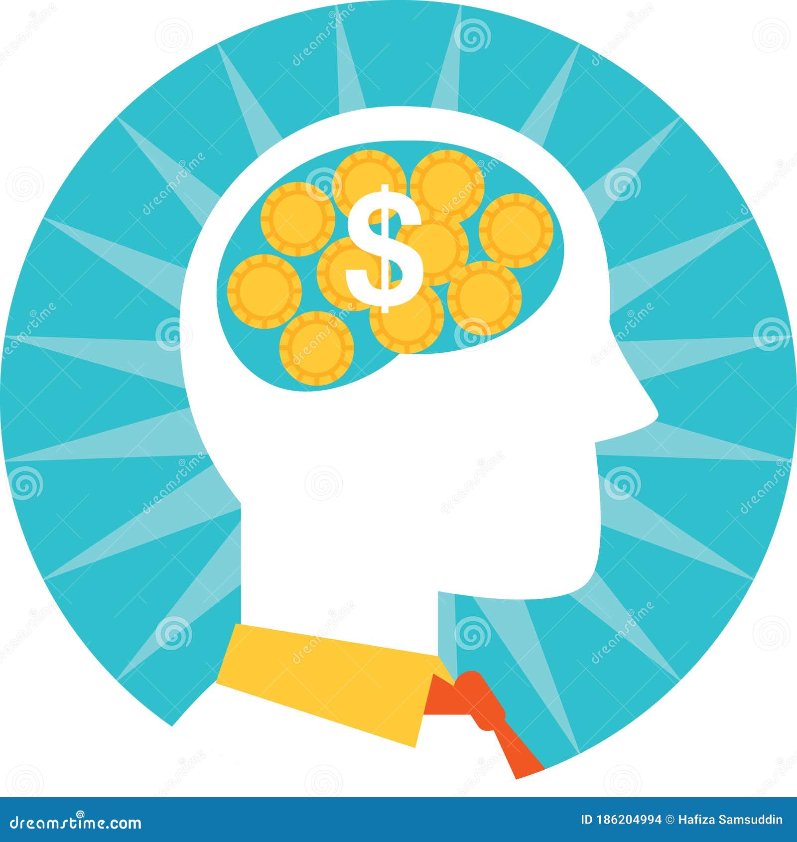 Man Thinking of Dollar Coins. Vector Illustration Decorative Design ...