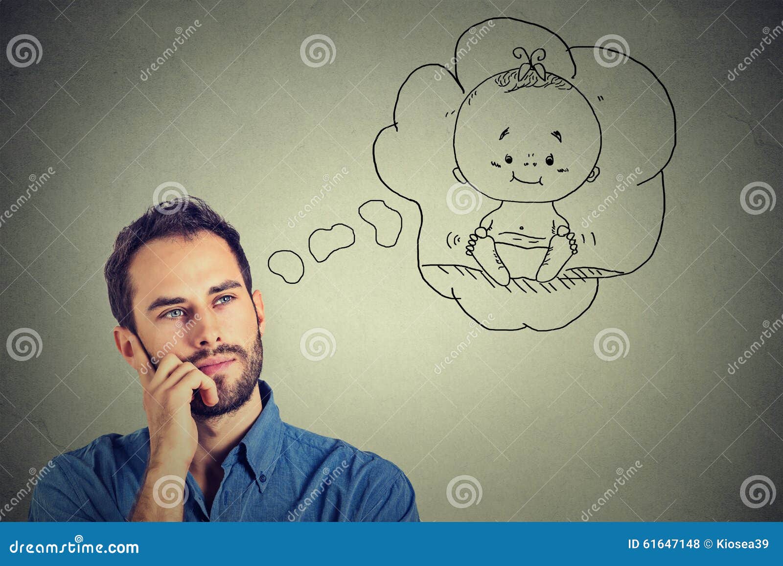 Man Thinking Dreaming of a Child Stock Photo - Image of adult, parent ...