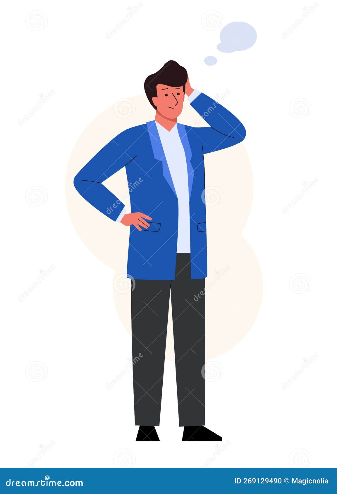 Man Thinking with Empty Thought Bubble. Male Character Stock Vector ...
