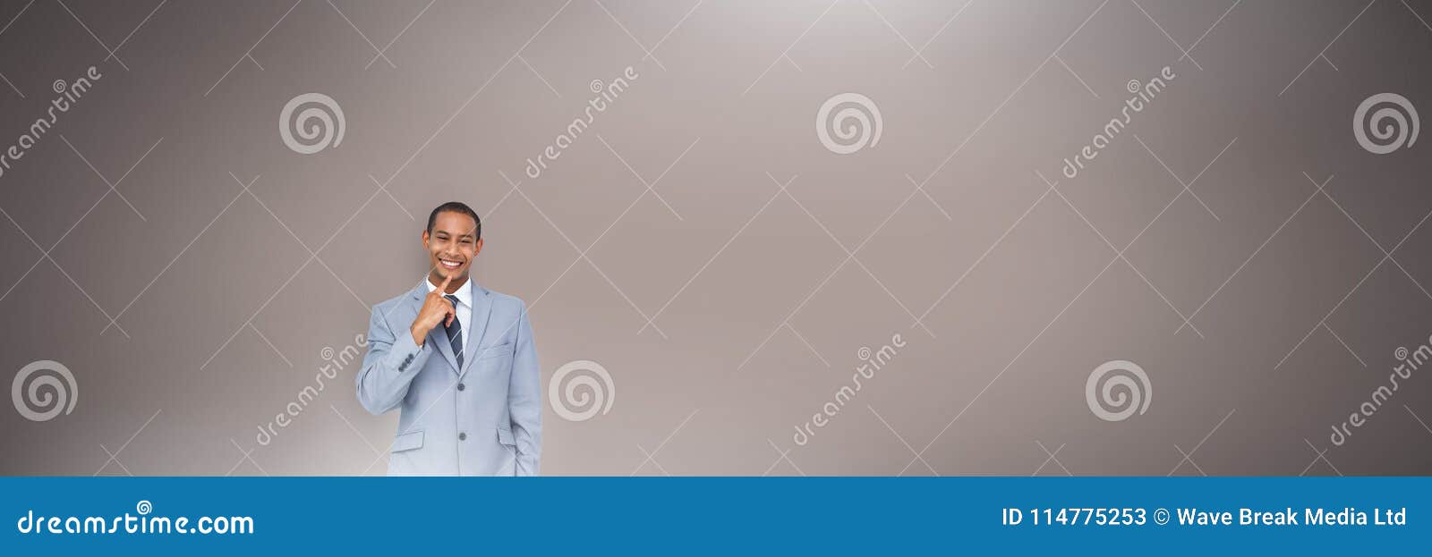|Man Thinking in Front of Brown Background Shimmer Stock Image - Image ...