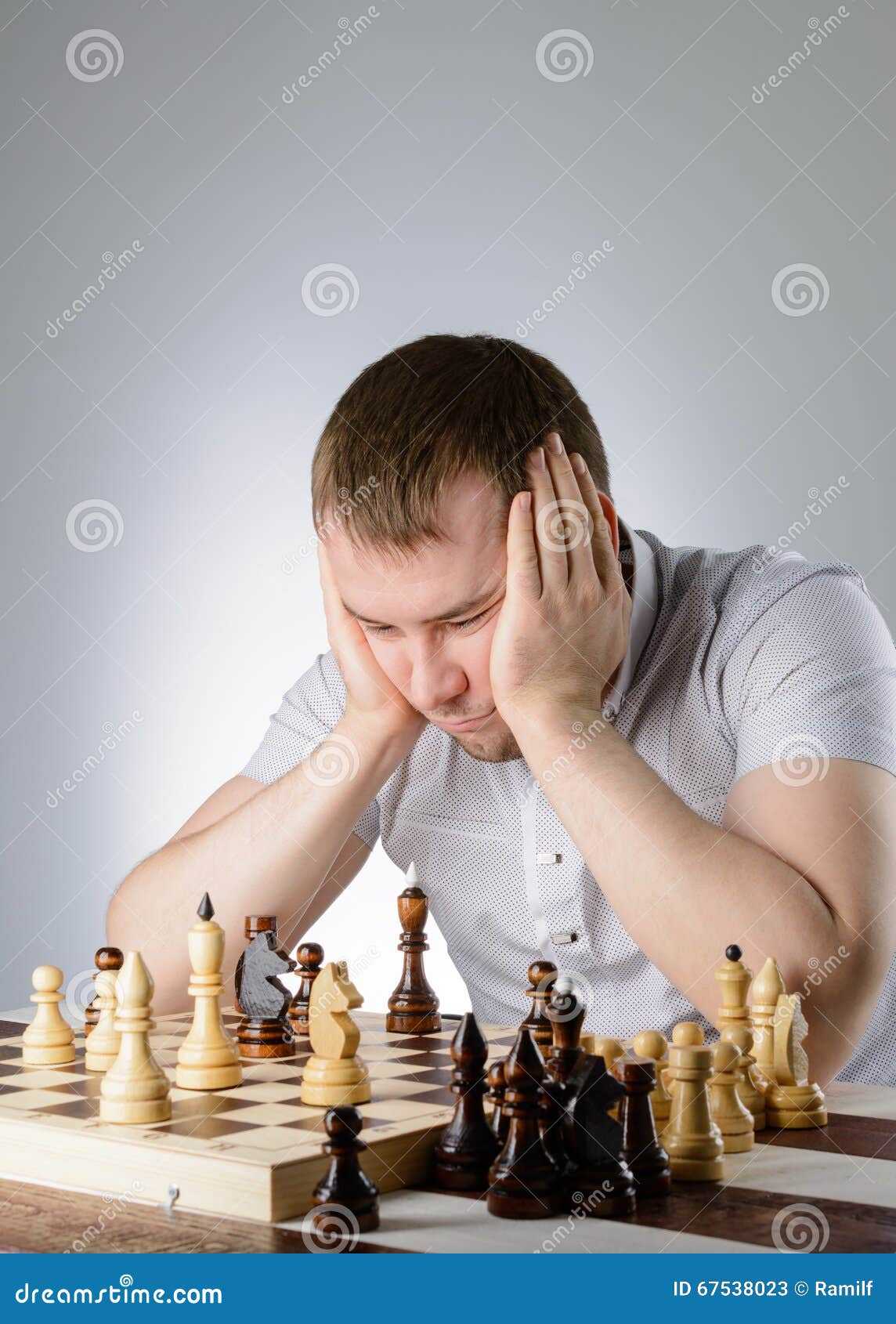 The Man is Thinking about a Game of Chess Stock Image - Image of ...