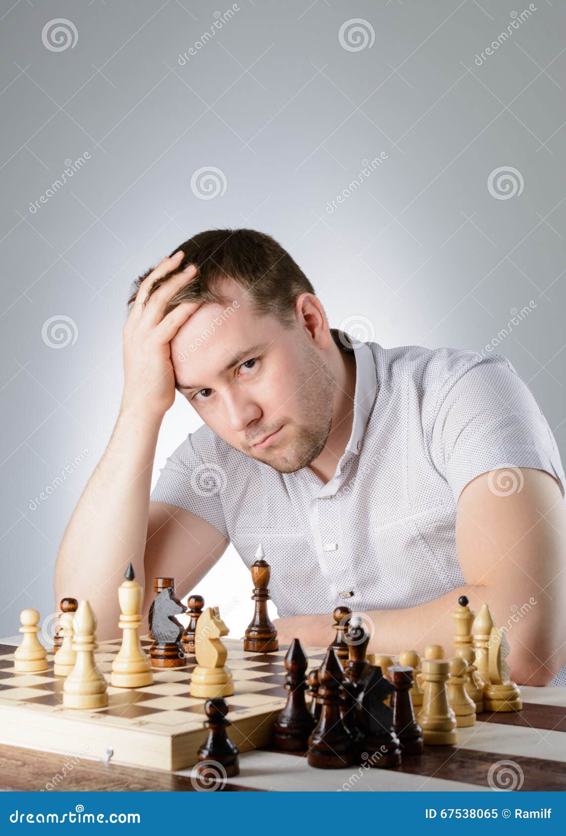 The Man is Thinking about a Game of Chess Stock Image - Image of ...