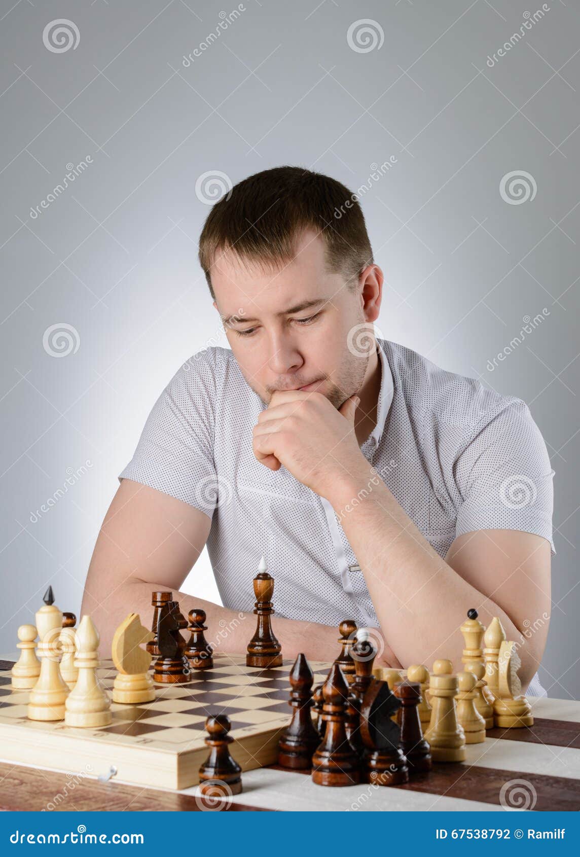 The Man is Thinking about a Game of Chess Stock Photo - Image of human ...