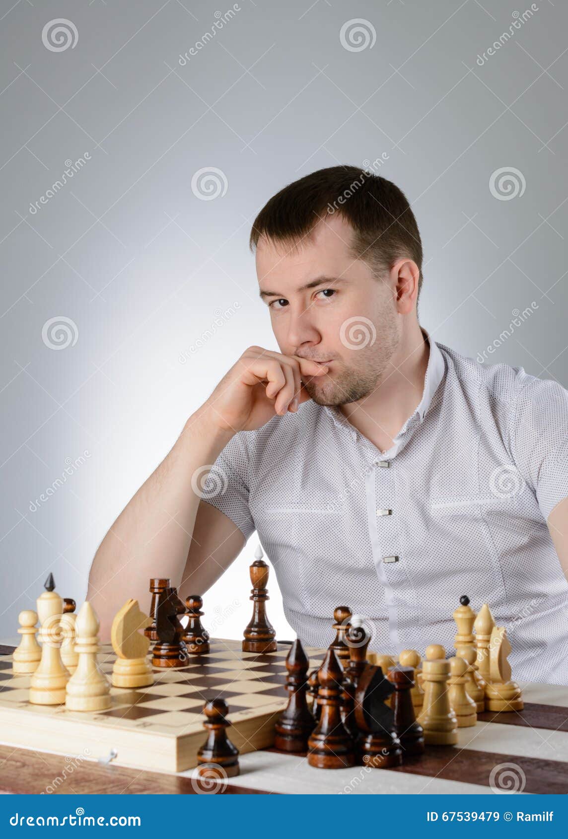 The Man is Thinking about a Game of Chess Stock Image - Image of ...