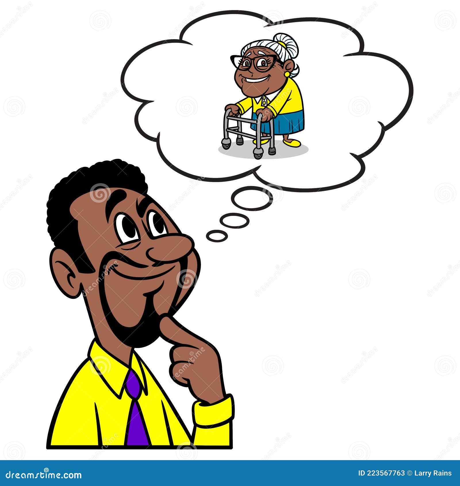 Man thinking about Grandma stock vector. Illustration of american ...