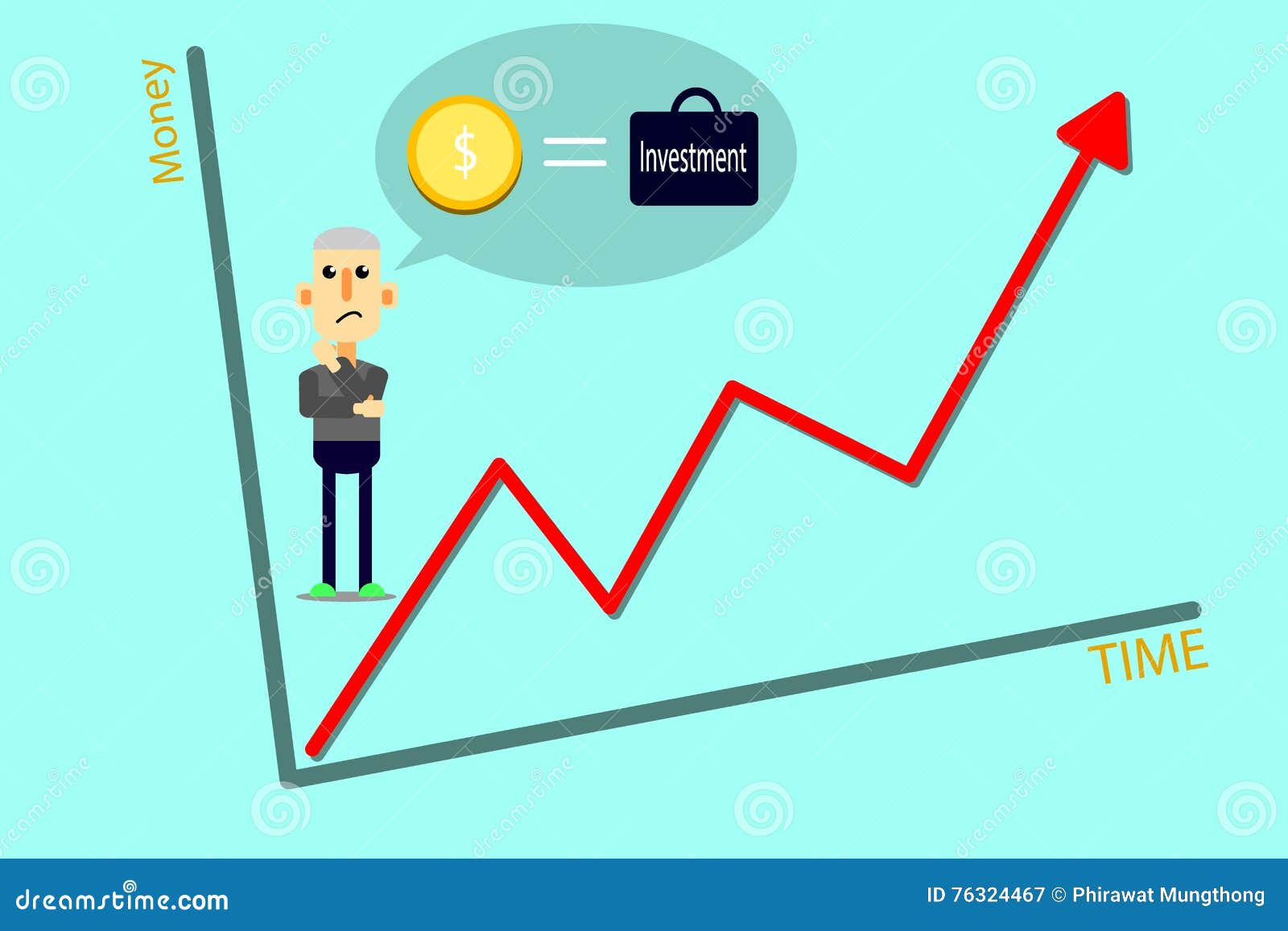 Man Thinking with Graph of Investment. Stock Illustration ...