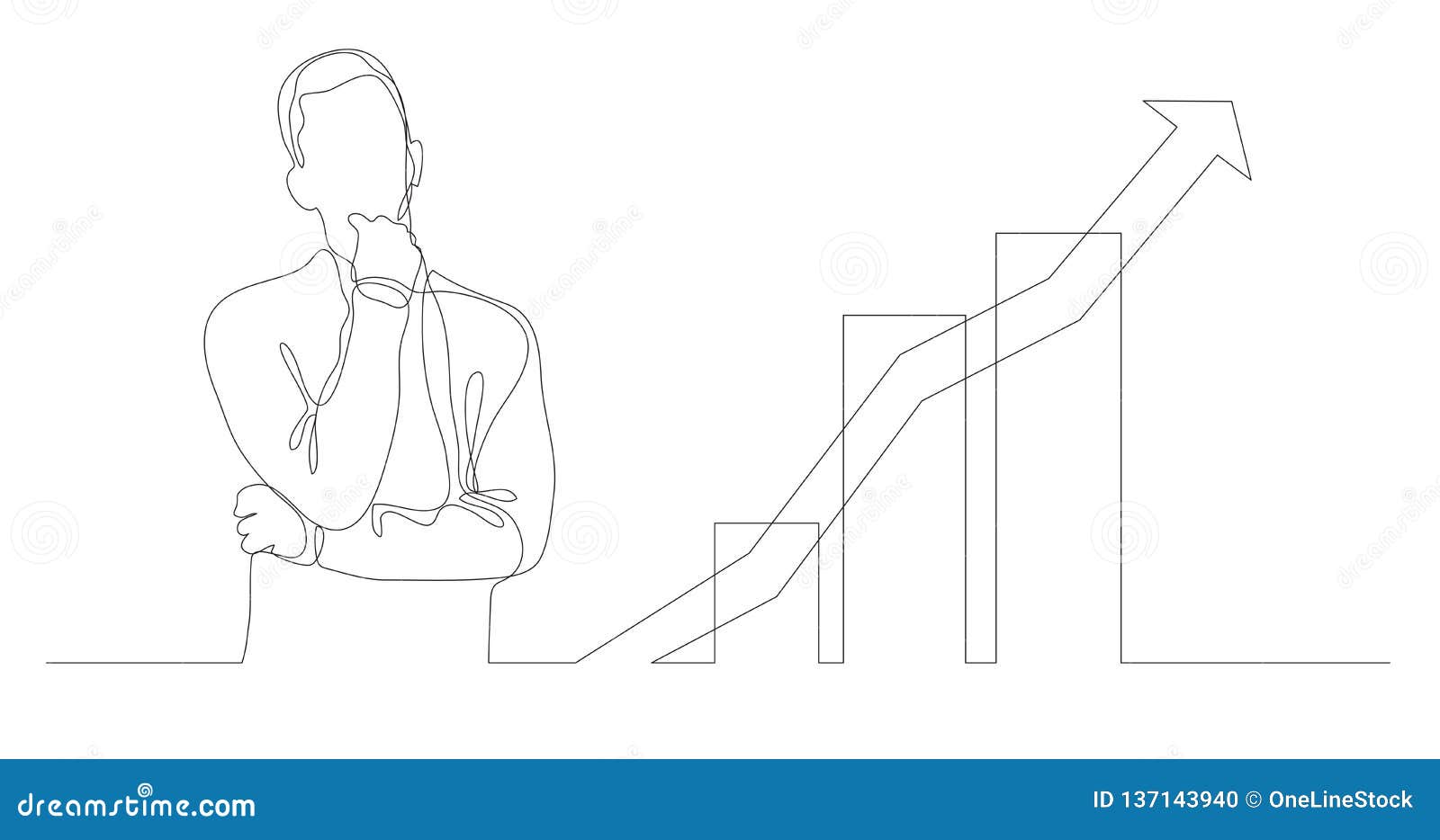 Man Thinking About Growing Business - Continuous Line Drawing Stock ...