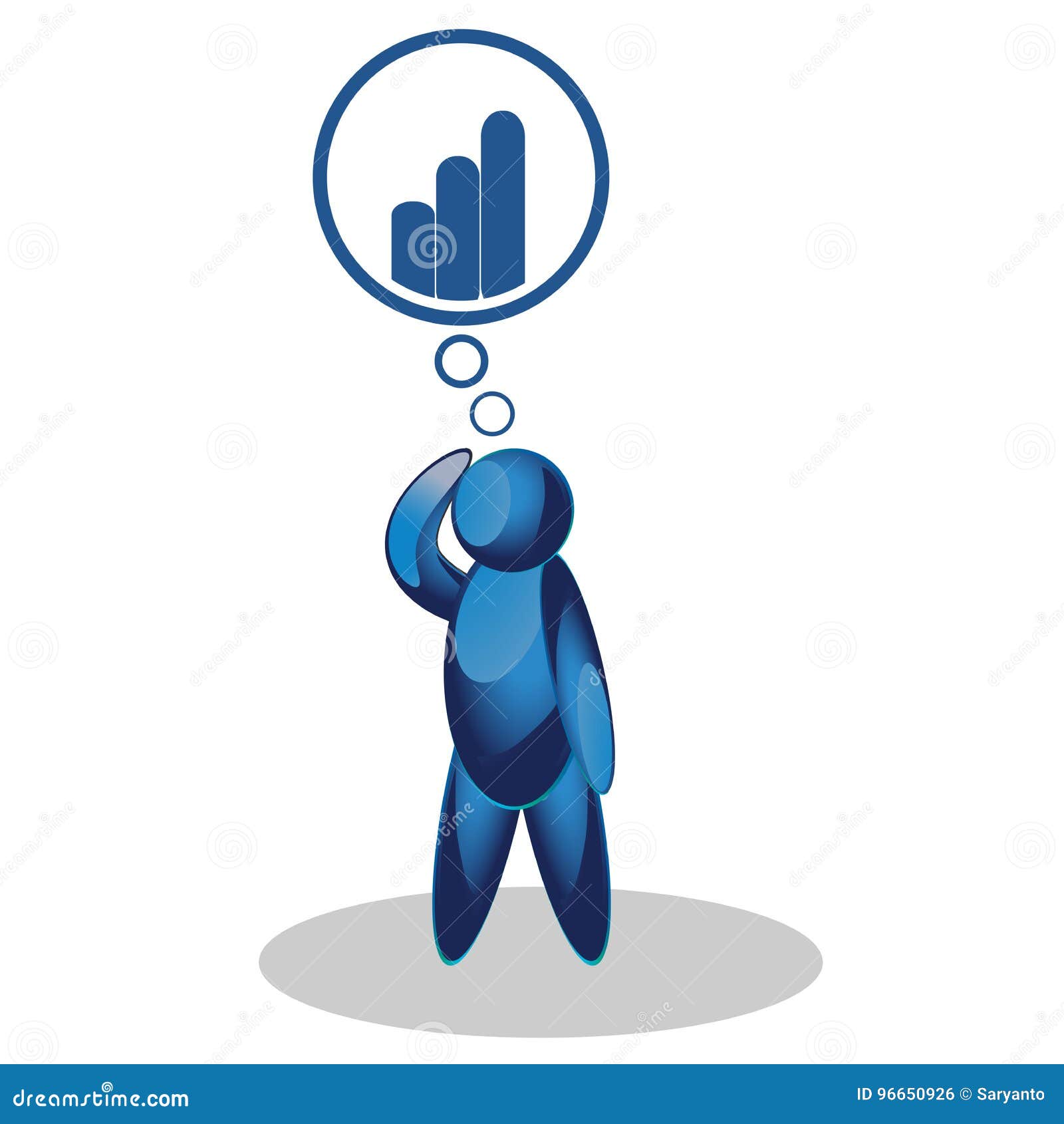 Man is Thinking. Growth Chart Stock Vector - Illustration of brush ...