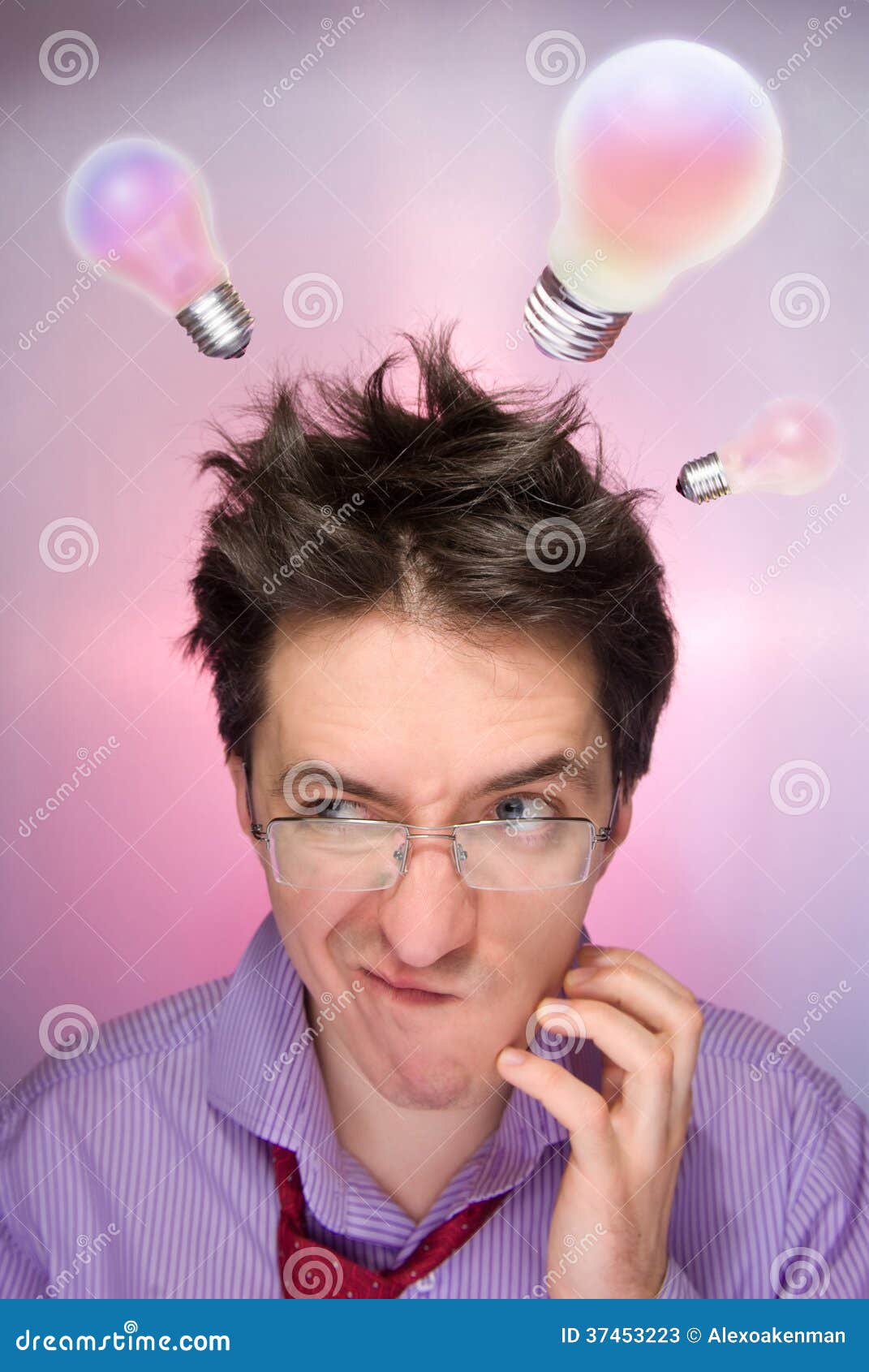 Man thinking hard. stock image. Image of ideas, glasses - 37453223