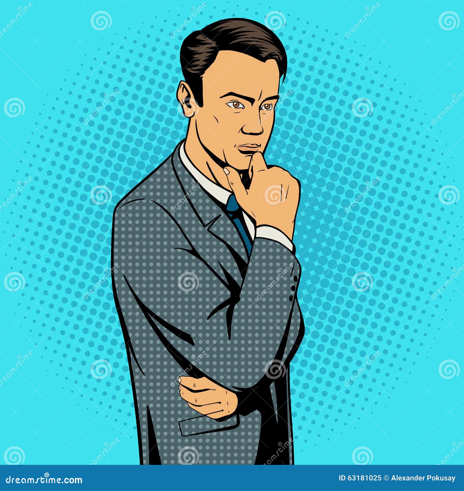 Man Thinking Hard Pop Art Style Vector Stock Vector - Illustration of ...