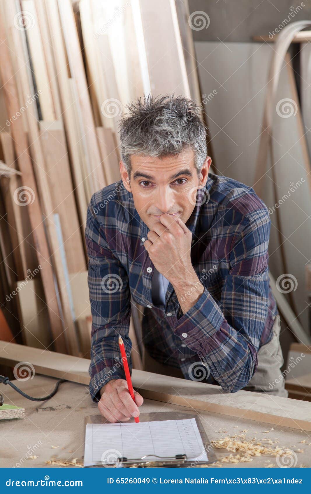 Man Thinking in His Workshop Stock Image - Image of carpenter, repair ...
