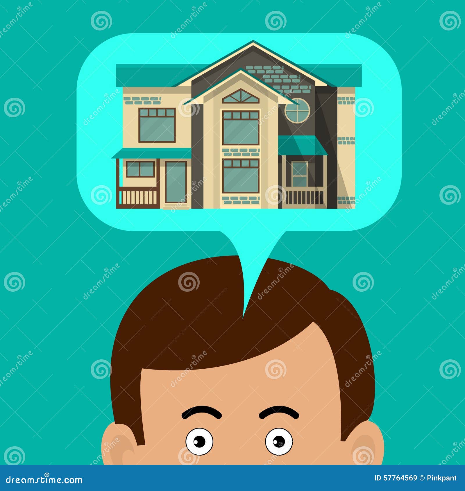 The Man is Thinking about House. House in a Speech Cloud. Stock Vector ...