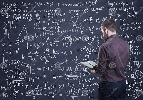 A Man Thinking How To Solve a Math Problem Stock Image - Image of ...