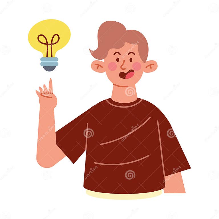 Man thinking with idea stock illustration. Illustration of vector ...