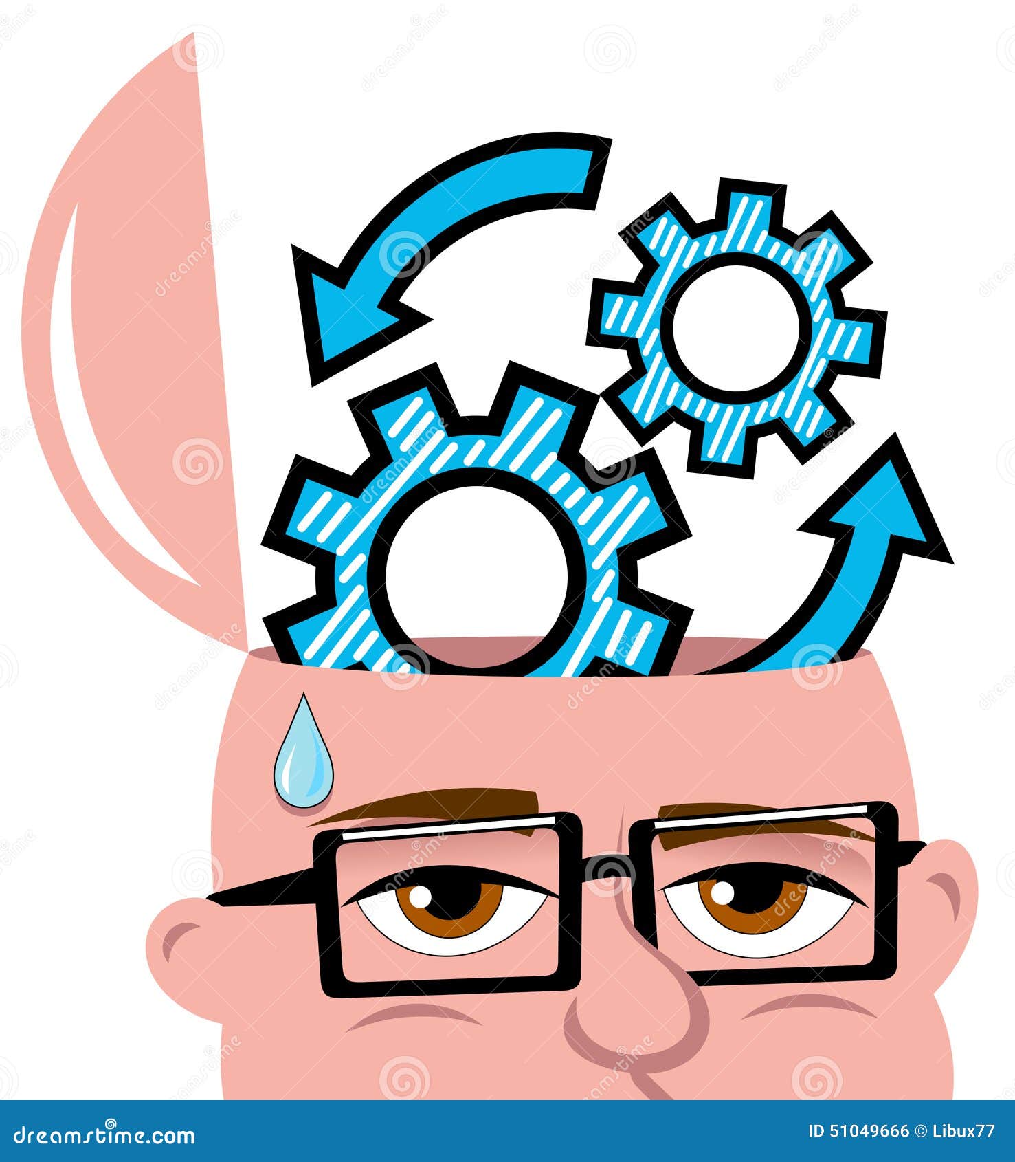 Man Thinking Idea Open Minded Gears Isolated Stock Vector ...