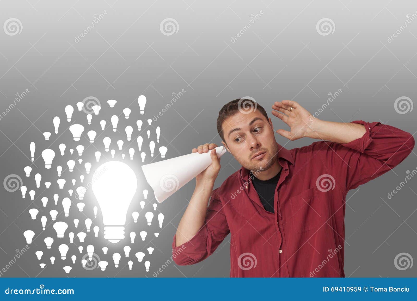 Man thinking of ideas stock image. Image of research - 69410959